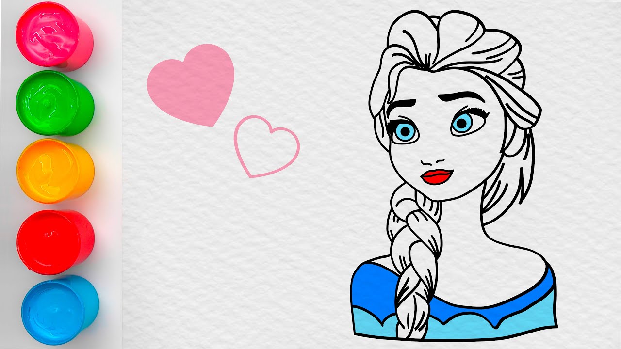 Drawing and coloring Elsa Princess for kids & toddlers - YouTube