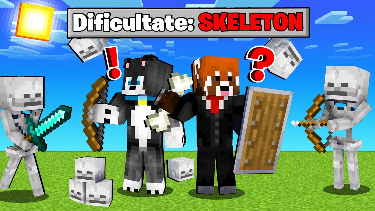 MINECRAFT PE DIFICULTATEA SCHELET! Vaca Schelet, Creeper Schelet ...