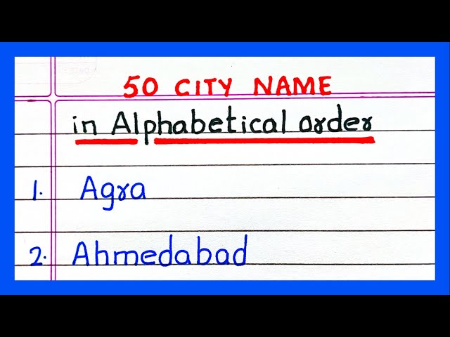 Names Of Indian Cities In Alphabetical Order