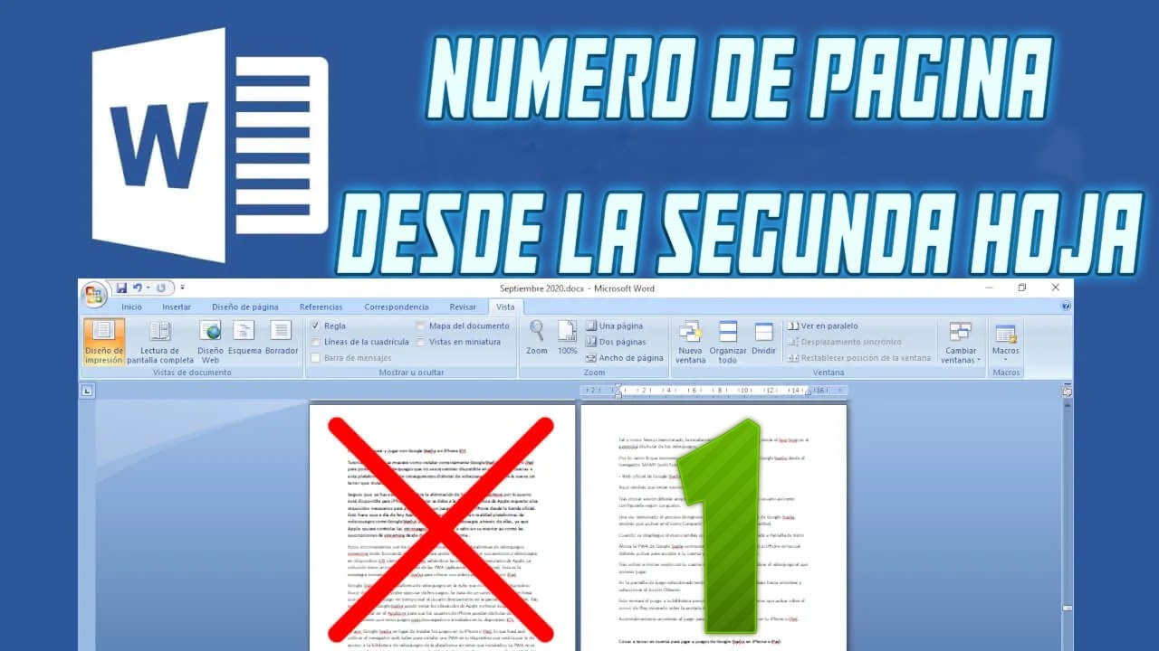 COLOCAR NUMERO DE PÁGINA DESDE LA SEGUNDA HOJA EN MICROSOFT WORD - YouTube