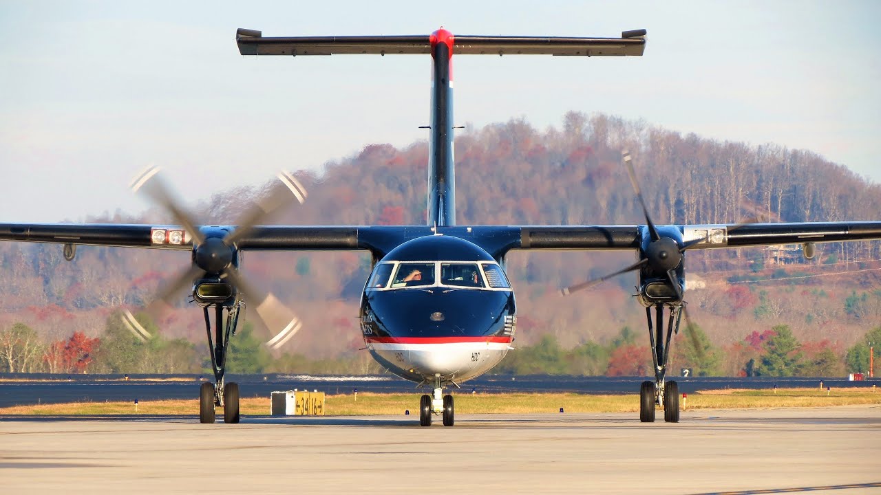US Airways Express Dash 8 Takeoff AVL - YouTube