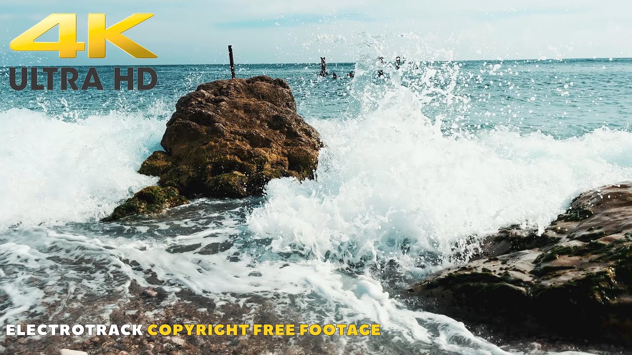 Sea Waves Rocks | No copyright Nature Background video 4K - YouTube