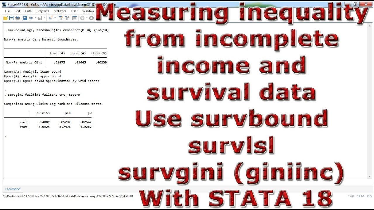 Measuring inequality incomplete income & survival survbound & survlsl ...