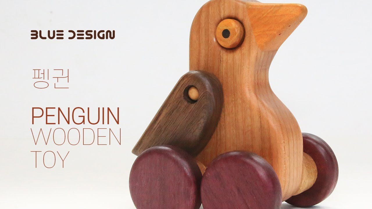 Make a wooden toy penguin with moving wings - YouTube