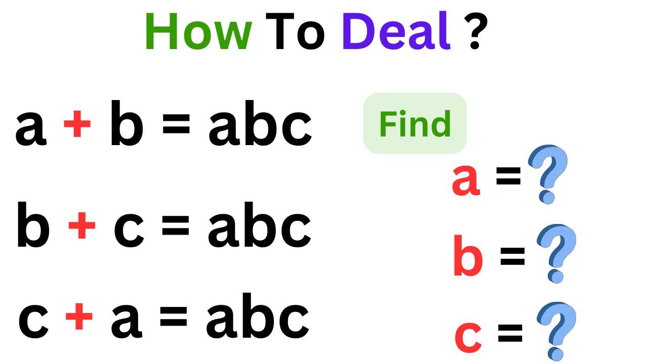 IF a+b=abc, b+c=abc, c+a=abc Then a,b,c=? | Find The Best Trick - YouTube