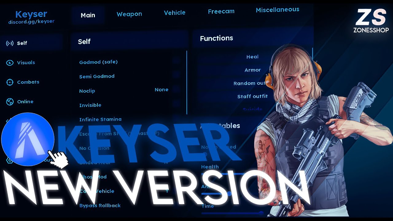 New Version Keyser Menu .gg/zonesshop !? - YouTube