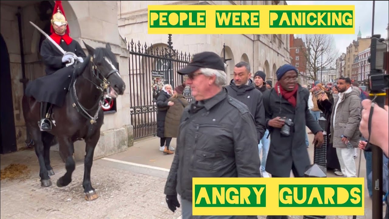 Angry guard moved his horse chase ignorants. People were panicking ...