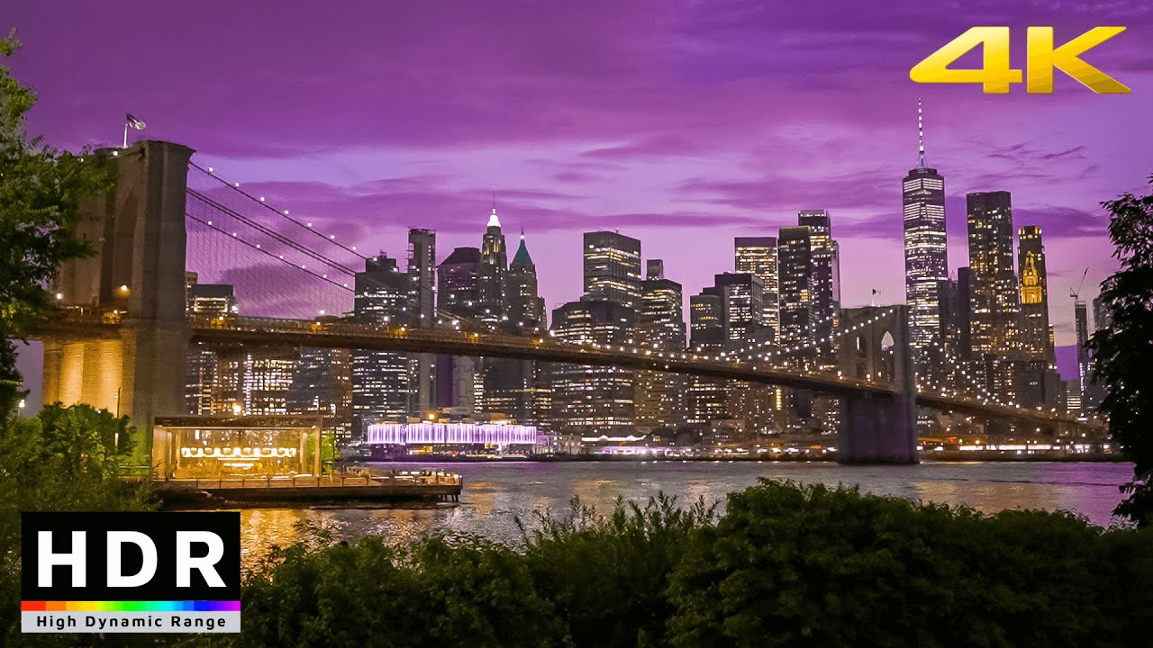 New York City Skyline Night Walk - 4K HDR - YouTube