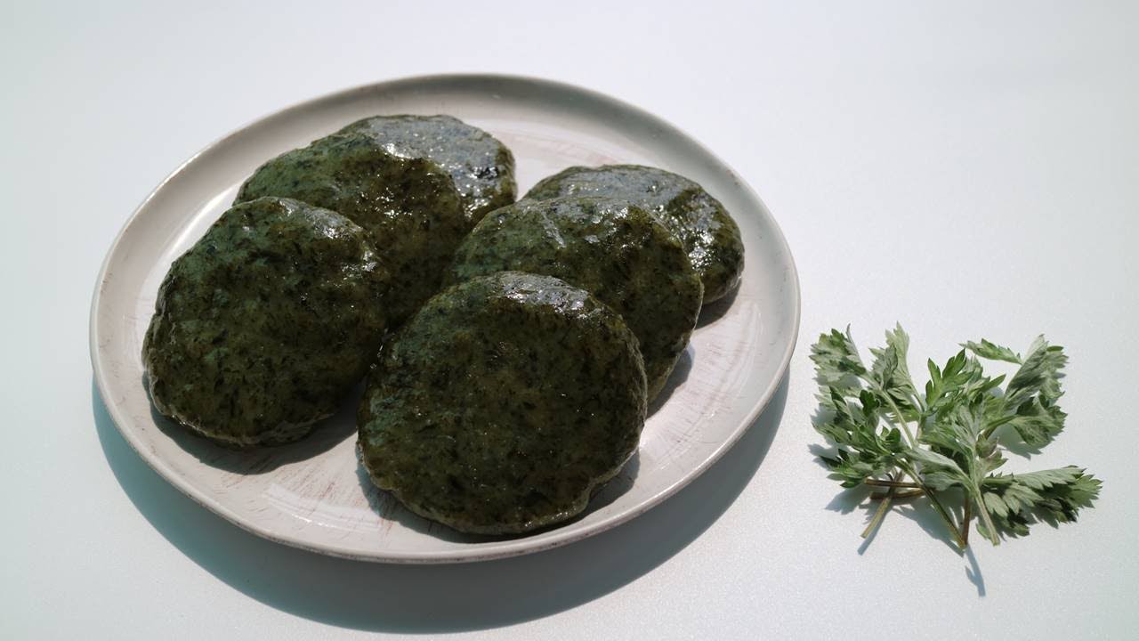 쑥갠떡 만들기 : Ssukgaeddeok, mugwort rice cake Recipe (vegan) | 시나브로 sinabro ...