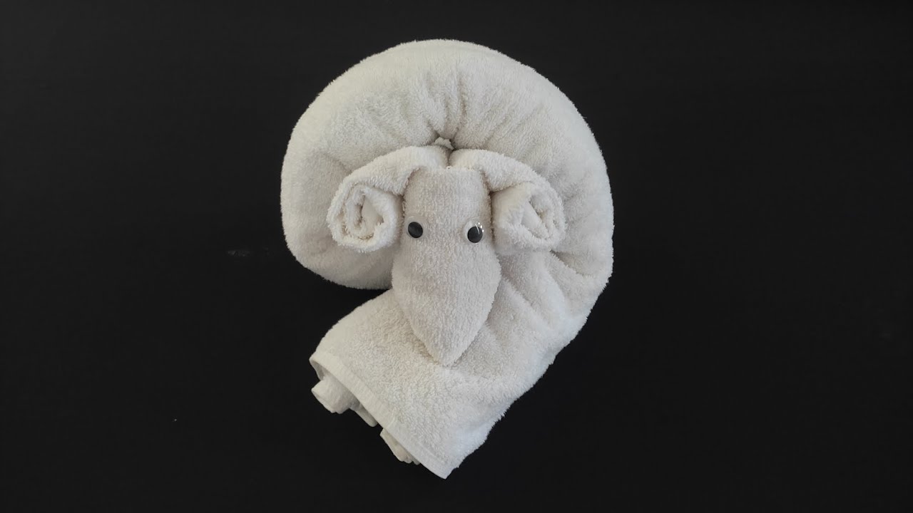how to make animal towel folding male sheep | towel art - YouTube