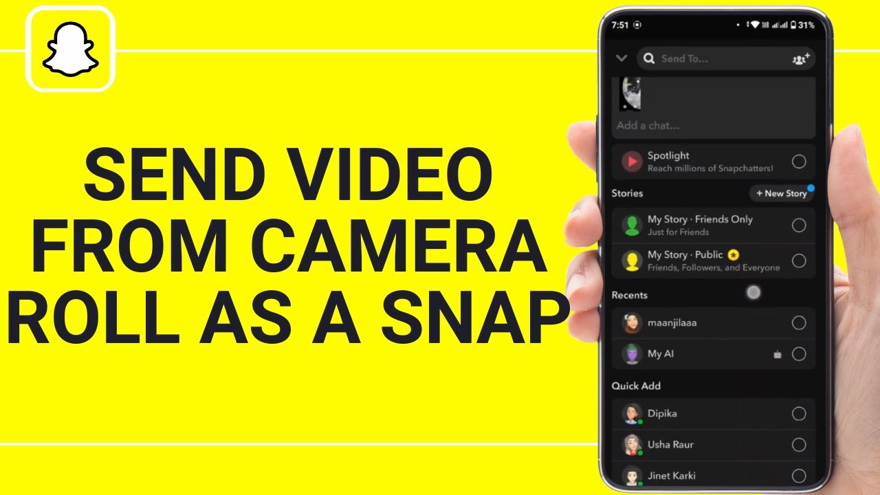 How To Send Video From Camera Roll As a Snap Not in Chat - YouTube