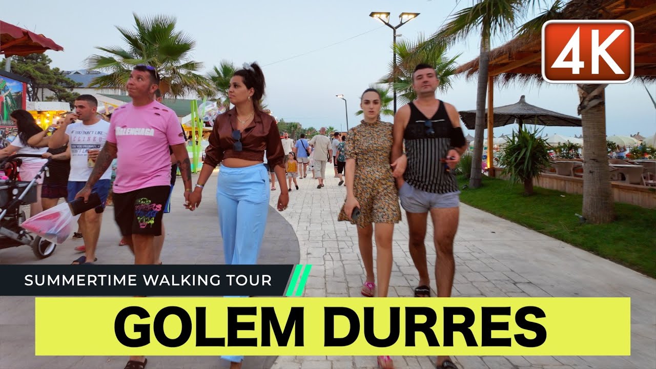 GOLEM, DURRES 🏝️ SUMMERTIME WALKING TOUR 🍹 BEACH PROMENADE ⛱️ ...