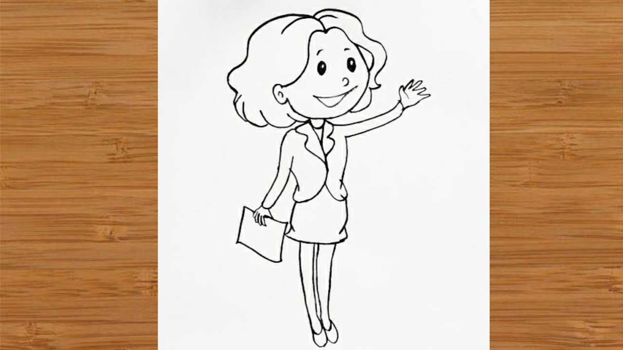 How to draw a office Worker Women | Step by Step Girl drawing with ...