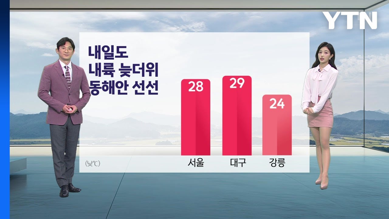 [날씨] 내일도 내륙 늦더위, 동해안 선선...영동 아침부터 비 / YTN - YouTube