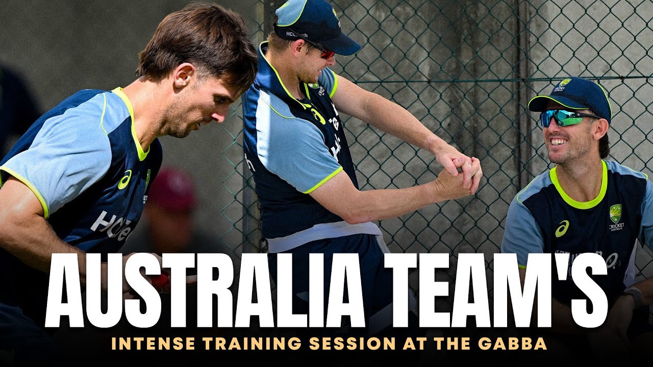Australia Team's Intense Training Session at The Gabba Ahead of the 3rd ...