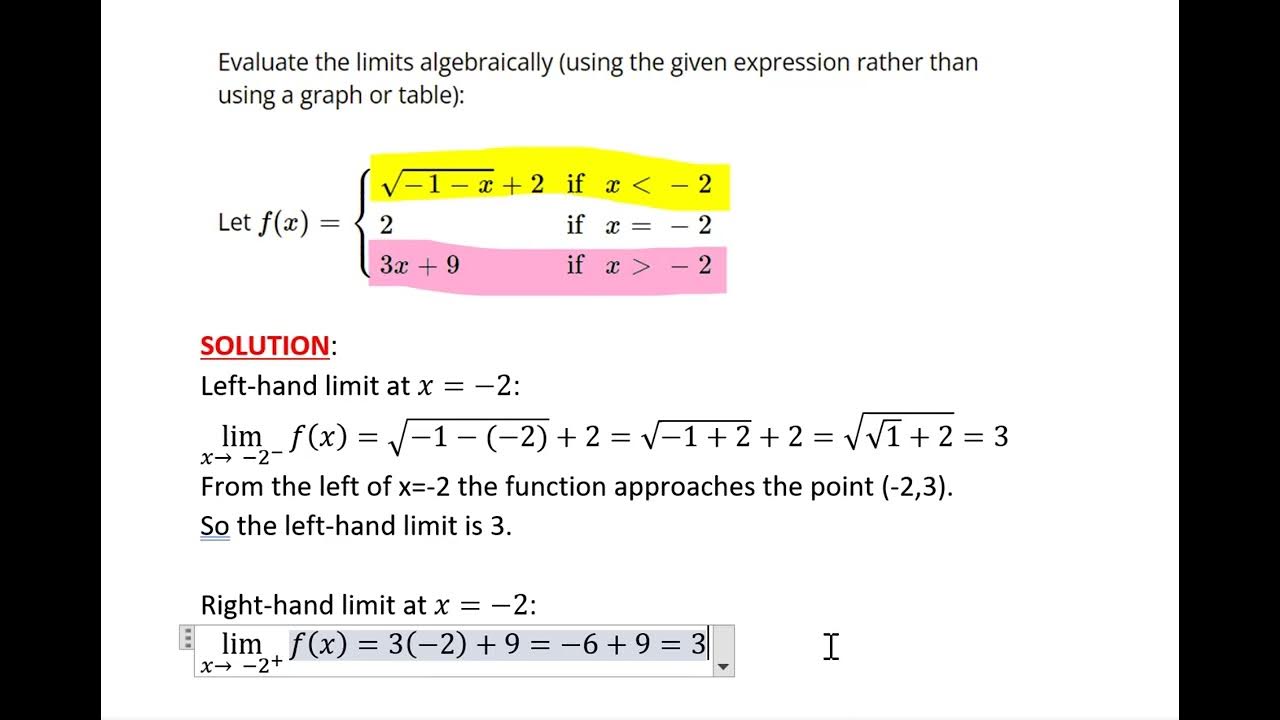limit of piecewise function limit exists - YouTube