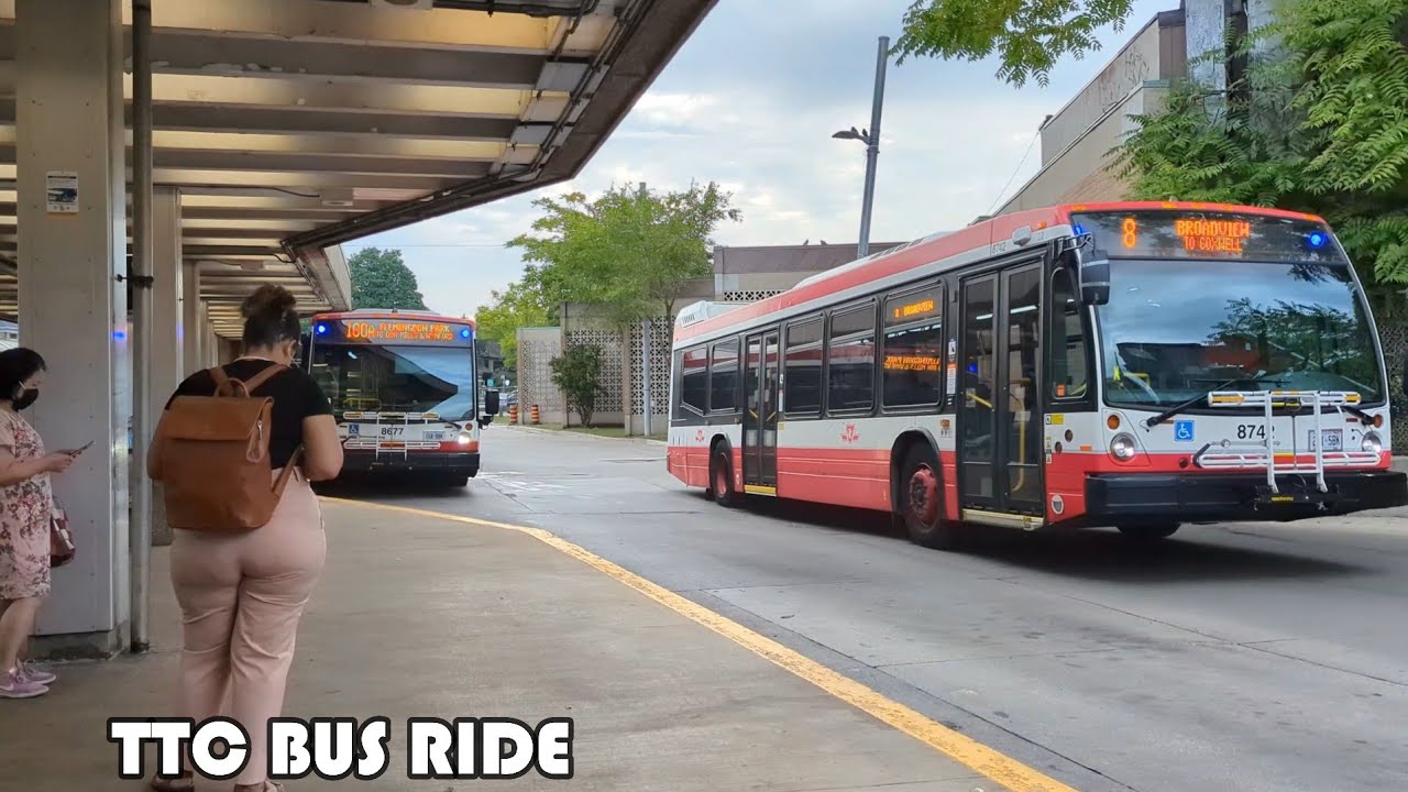 TTC Route 8 Bus Ride From Broadview Station To Plains Rd & Coxwell Ave ...