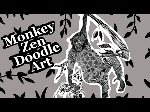 Monkey Doodle Art | Simple Animal Doodling | Zentangle - YouTube