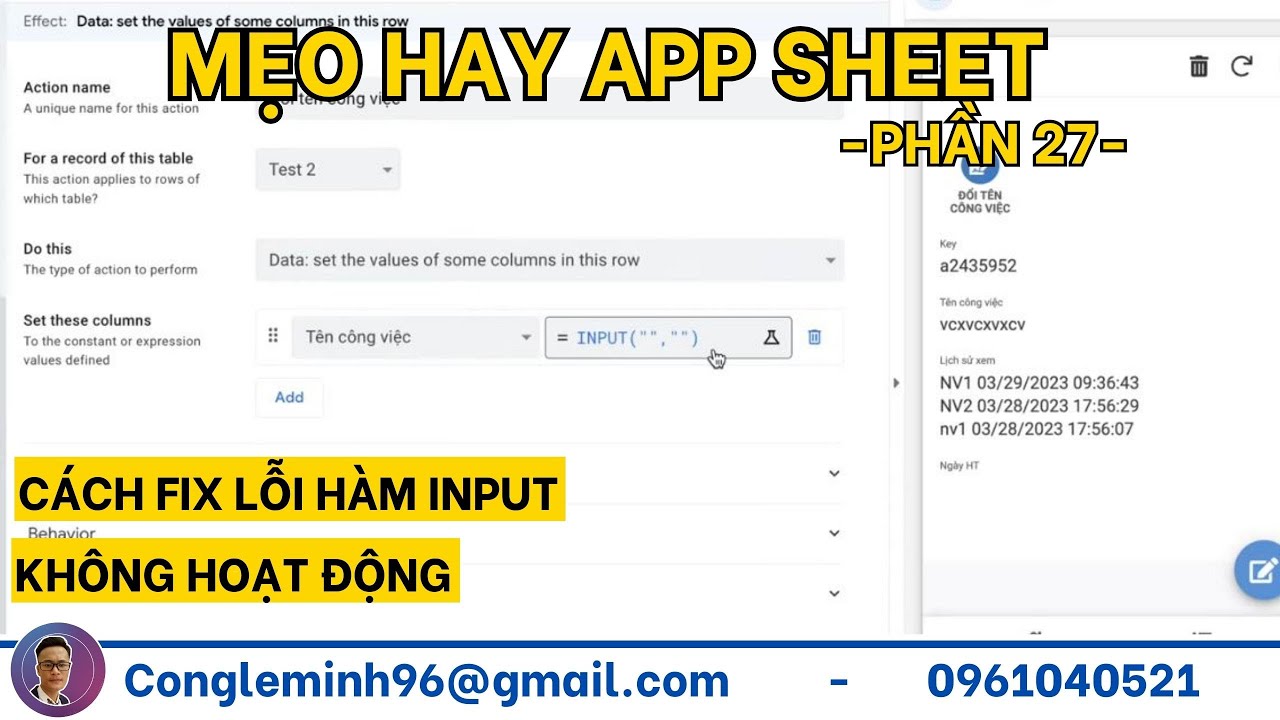 [Appsheet-15] Cách fix lỗi hàm Input không hoạt động - YouTube