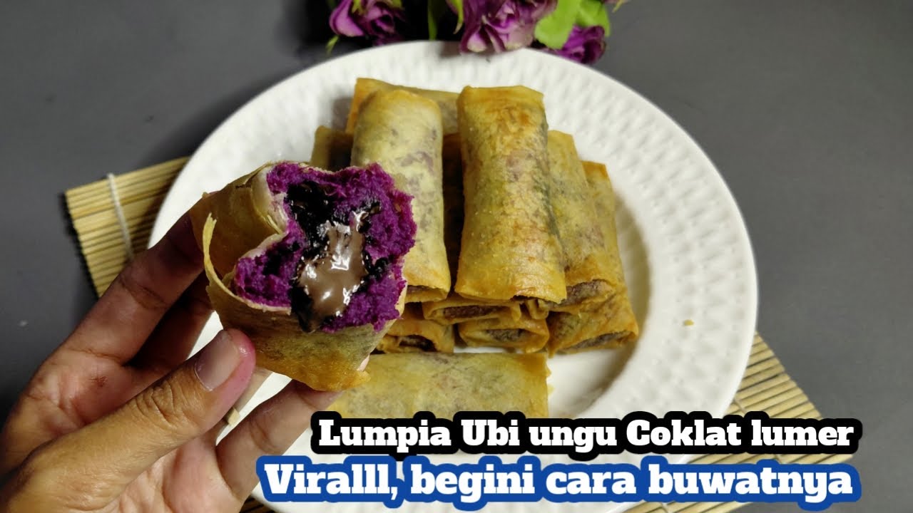 Resep Lumpia Ubi ungu coklat lumer di mulut bikin ketagihan - YouTube