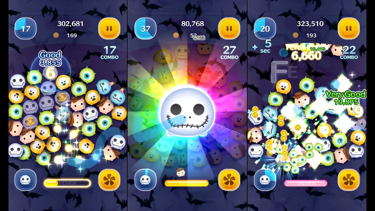 Tsum Tsum - Skellington - Skill lvl 2 - 705,358 (no powerup / zero flip ...