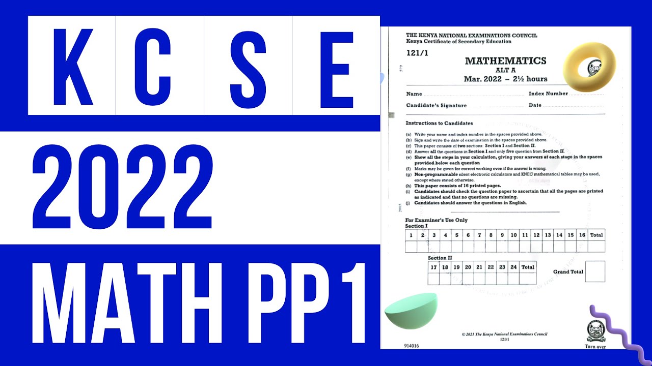 2022 KCSE MATH PAPER 1 PART1||QUESTION 1-8 - YouTube