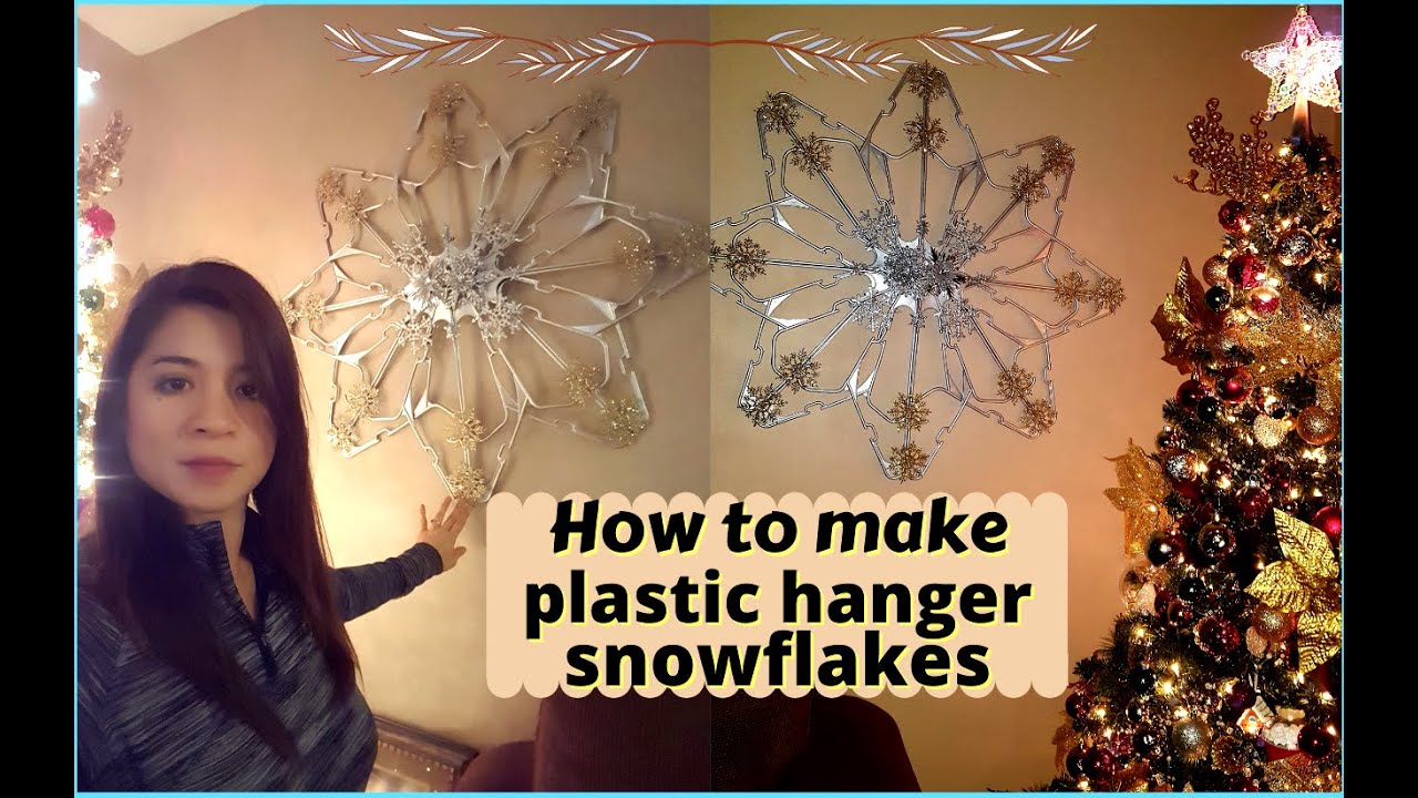 DIY: HOW TO MAKE PLASTIC HANGER SNOWFLAKE - YouTube
