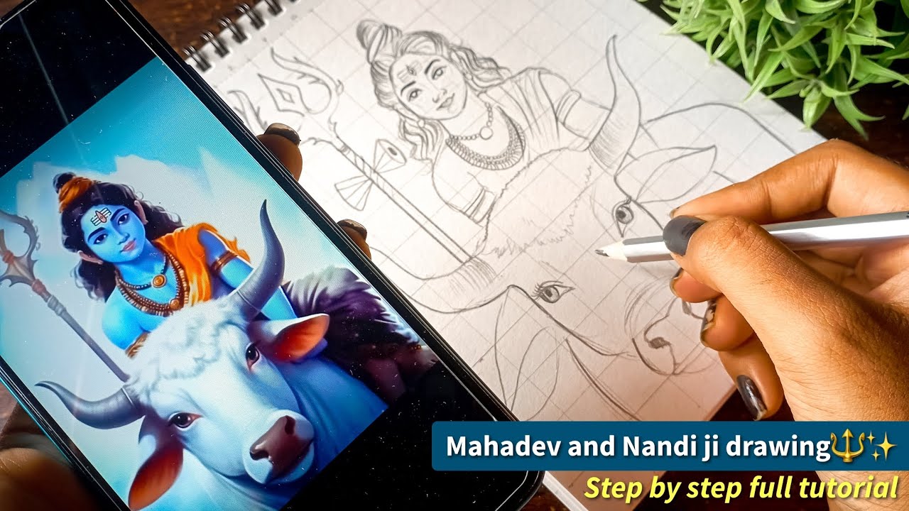 Mahadev and Nandi ji drawing, Sawan special drawing, Mahadev drawing ...