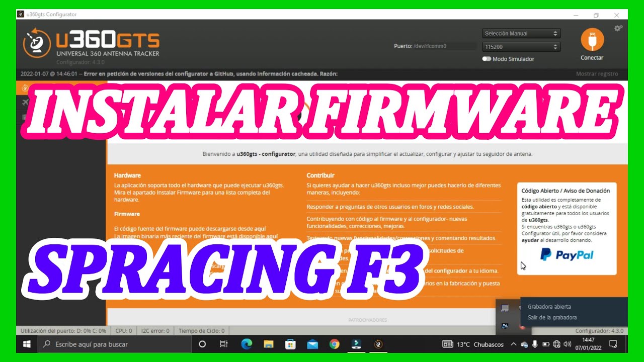 u360GTS Tracker - Instalar firmware en la controladora SpRacing F3 # ...