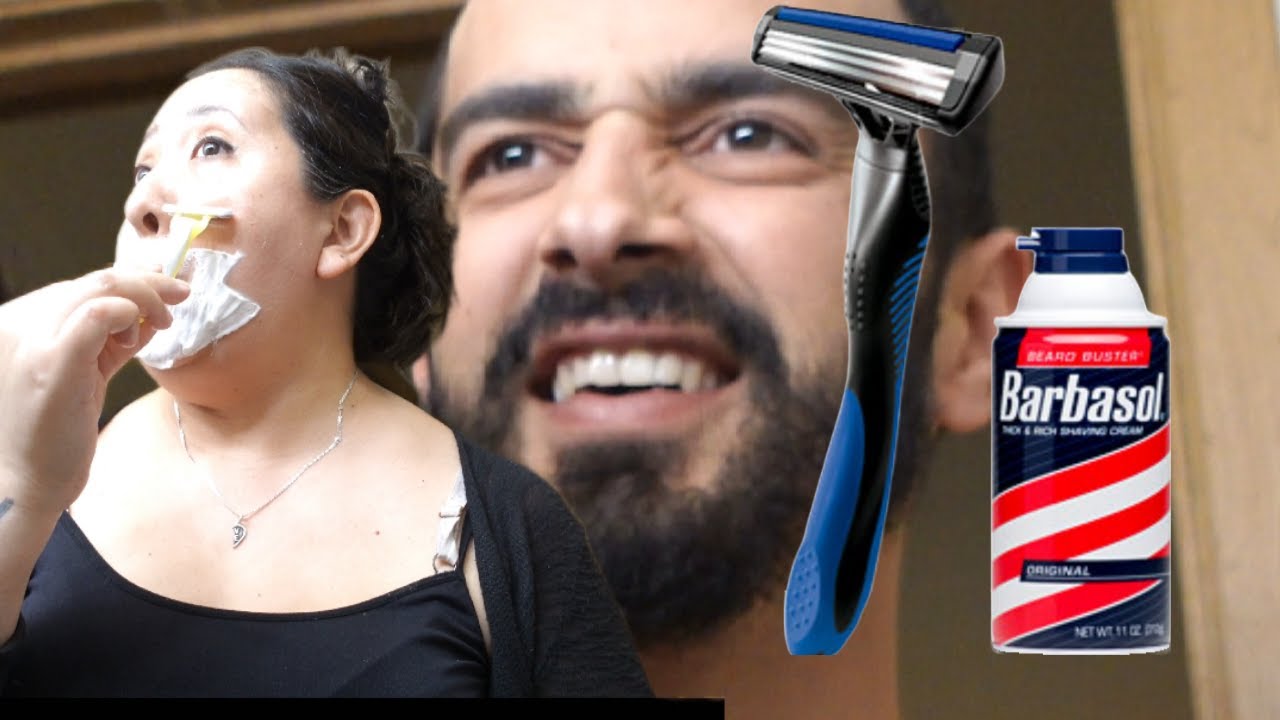 My husband reaction when I shave my face - YouTube
