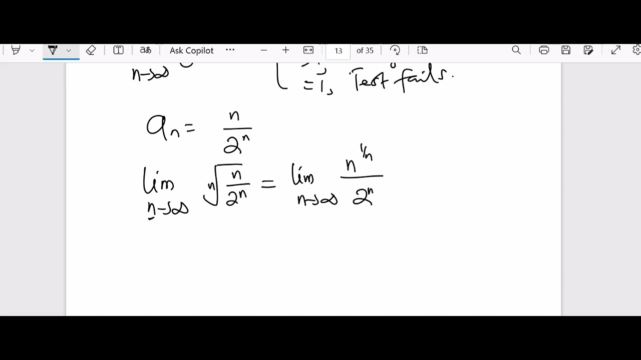 Revison Question 3 Testing the behaviour of Series Cauchy Root Test ...