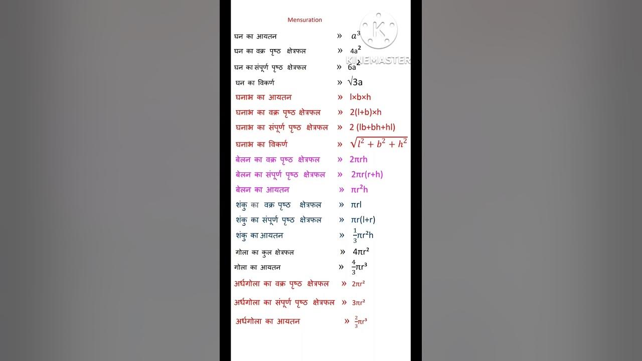 Mensuration Formula For HD Shapes Mensuration Formula In Hindi YouTube mensuration-formula-for-hd-shapes-mensuration-formula-in-hindi-youtube