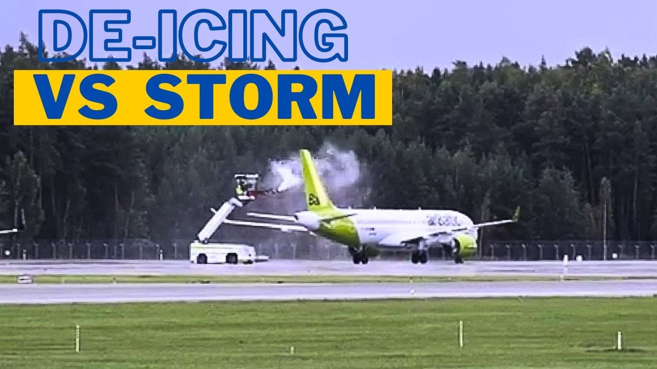 De-icing truck fight with heavy side wind at RIX | Aircraft: YL-ABL ...