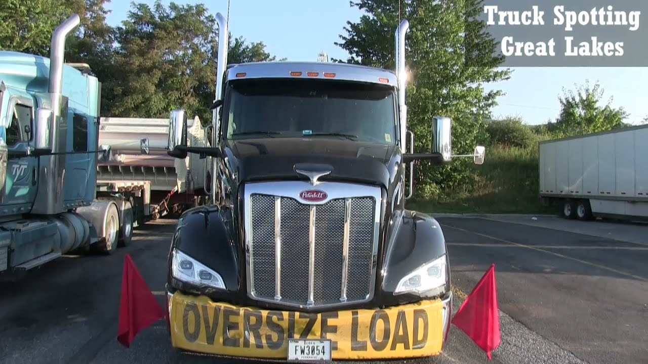 Black Peterbilt With Oversize Load At Virginia Truck Stop - YouTube