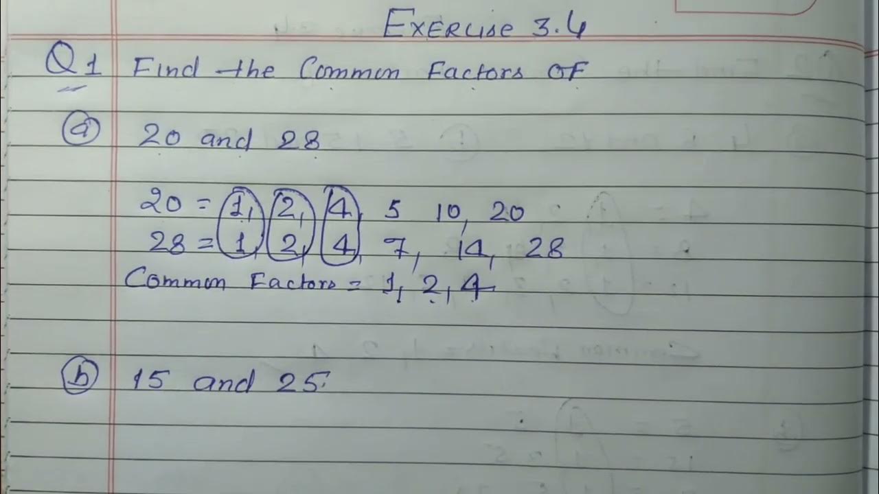 Class 6 - Exercise 3.4 - Q 1 | Find the common factors of - YouTube