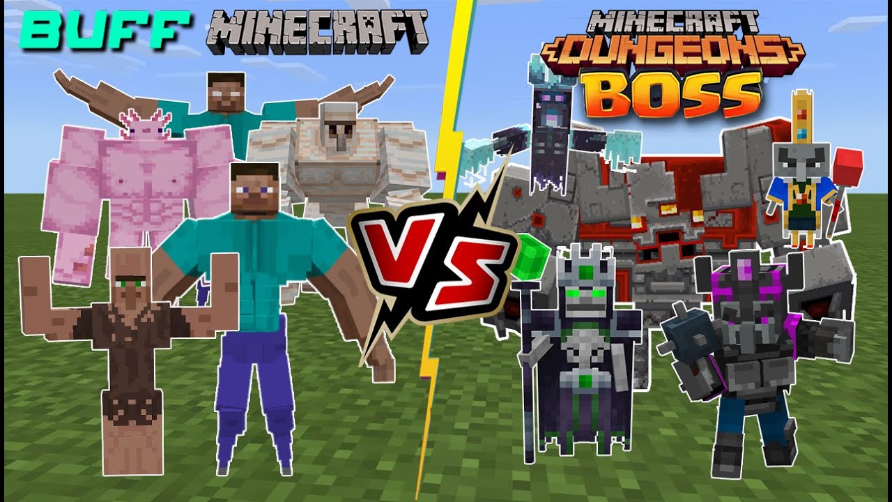 BUFF Minecraft VS Minecraft Dungeons Boss [THICC Steve battles BOSSES ...