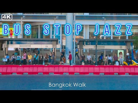【Bus Stop JAZZ】Relax Jazz BGM with scenery of Bus Stop at city center ...