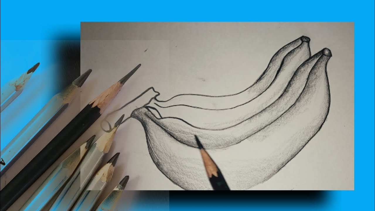 Banana drawing pencil shading | Banana pencil drawing | How to draw ...