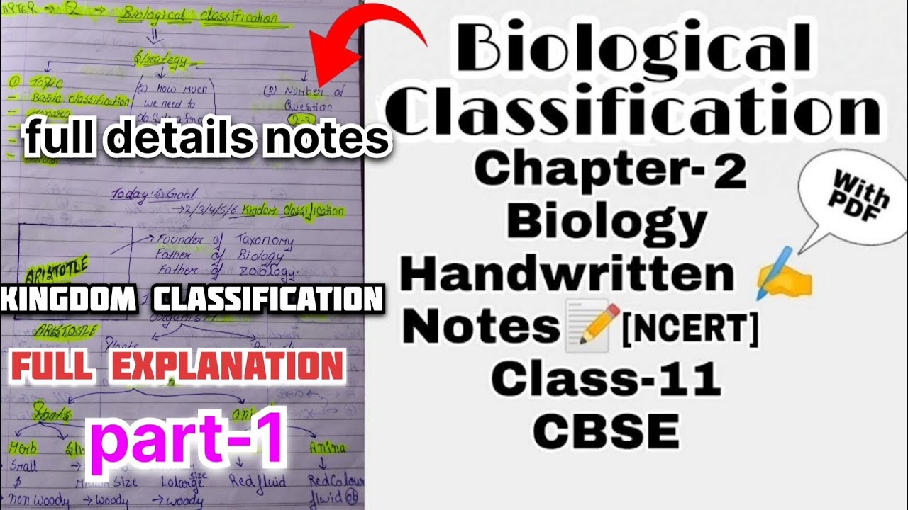 Biological classification Class 11 ||Handwritten Notes NCERT || part-1 ...