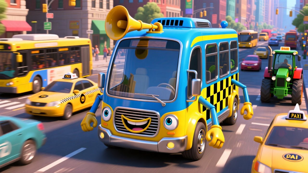 Beep Beep Busy City Bus 🚌🎶 Fun Vehicle & Counting Song for Kids | Learn ...