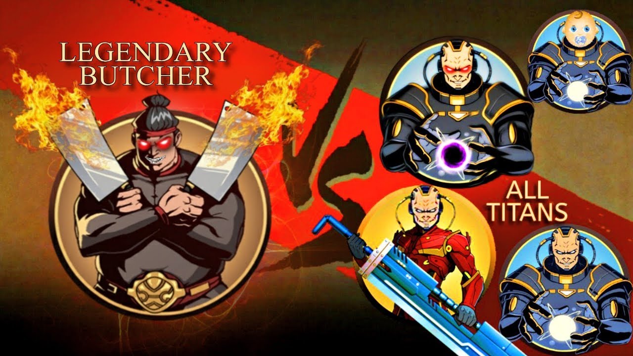 Shadow Fight 2 Legendary Butcher Vs All Titans - YouTube