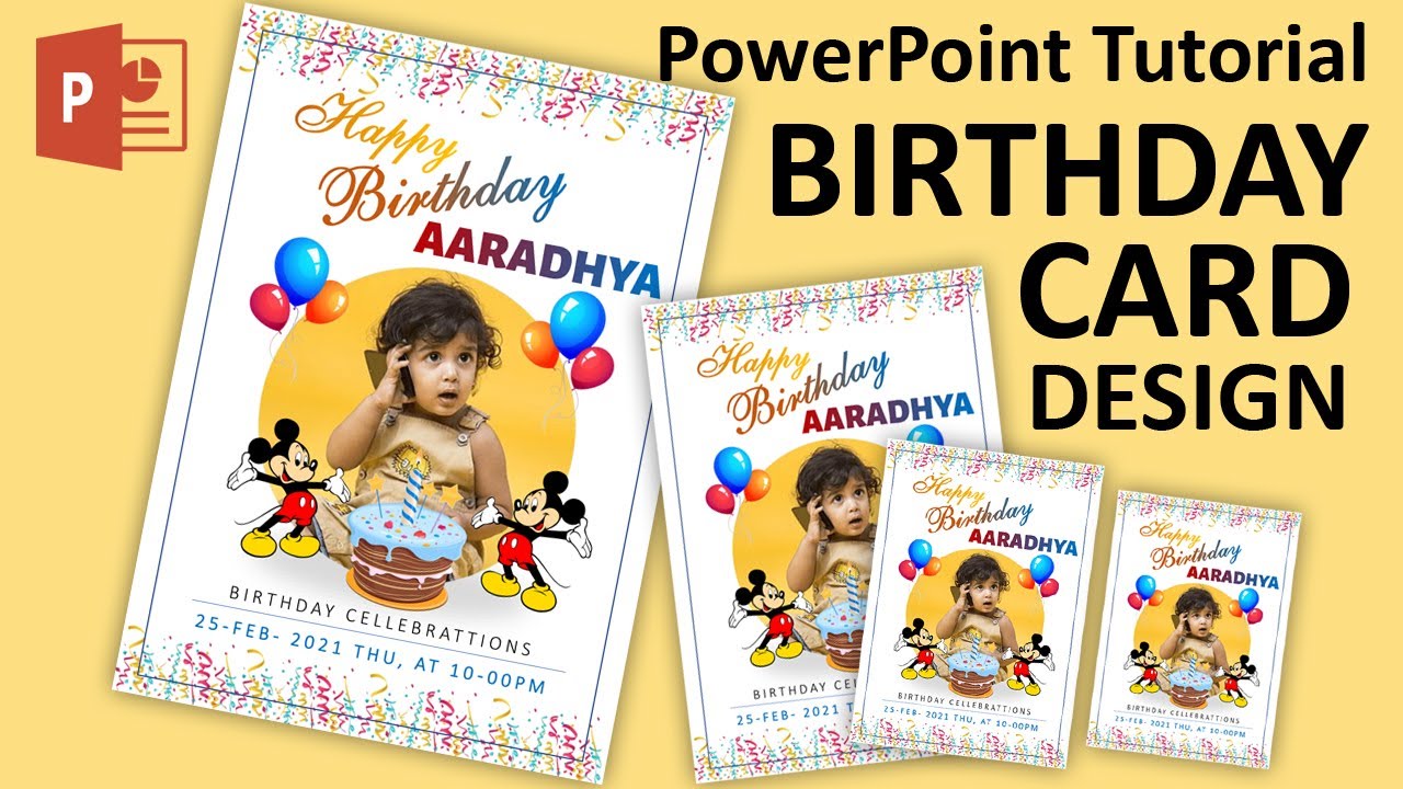 How To Design Birthday Card in MS PowerPoint Tutorial ! Save JPG and ...