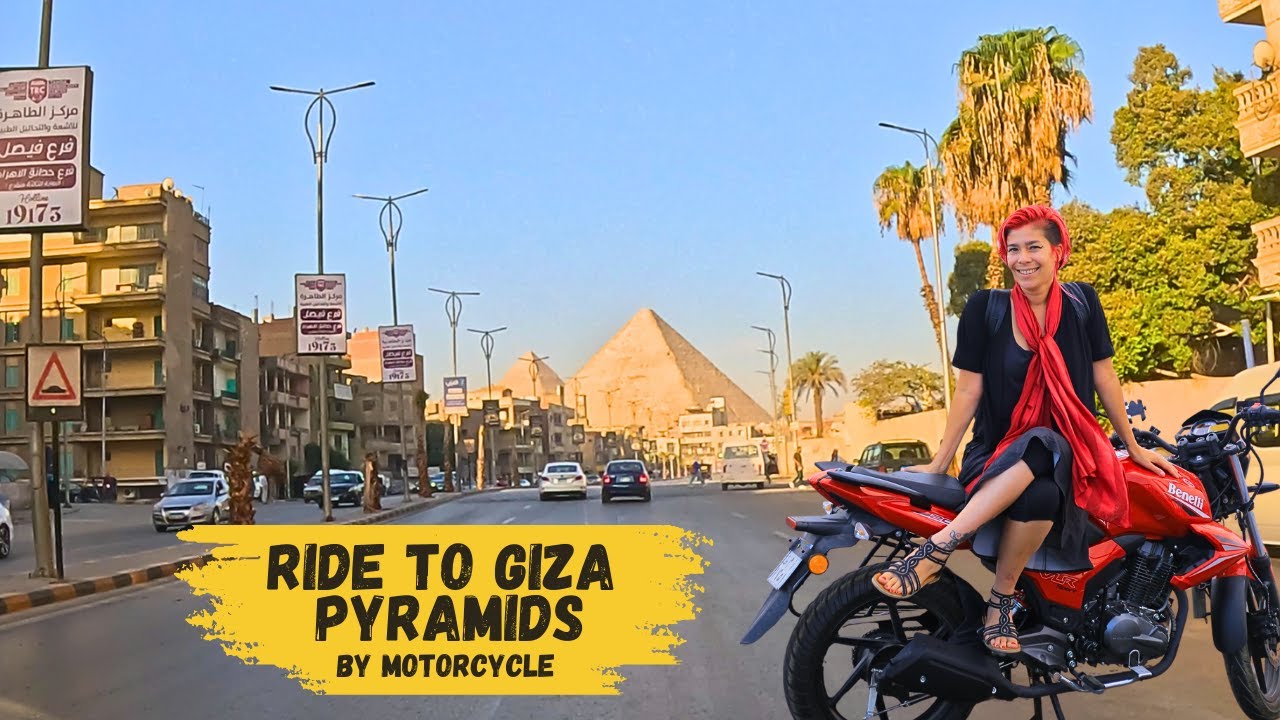 Motorbike to Pyramids through Giza | Egypt Vlog # 175 | رحله بالموتسيكل ...