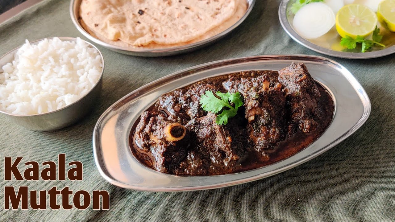 How to make black mutton curry, गावरान काळं मटण, Kaala Mutton Recipe ...
