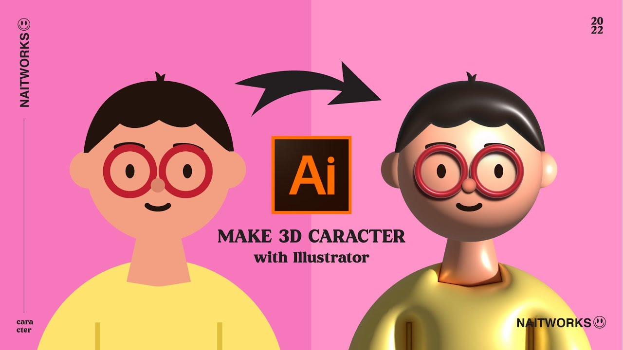 MEMBUAT KARAKTER 2D Menjadi 3D Dengan Adobe Illustrator #design #howto ...