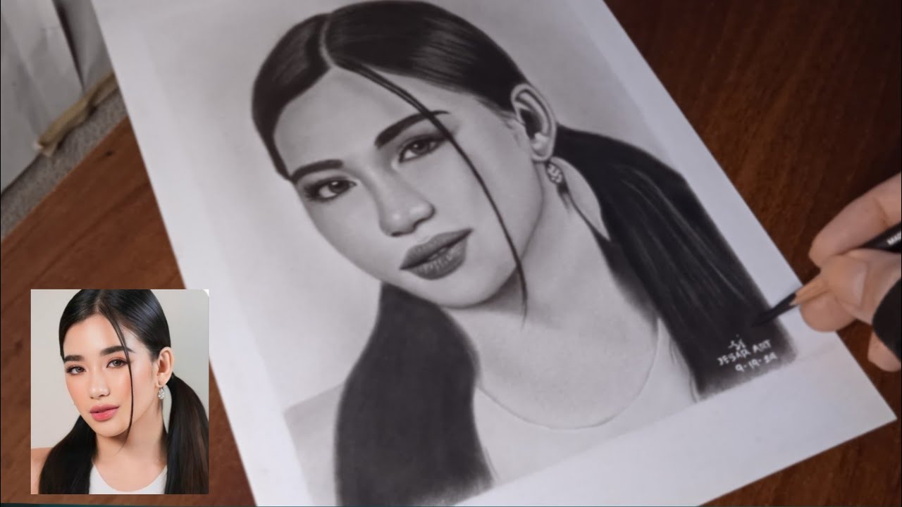DRAWING BINI AIAH | jesar art - YouTube