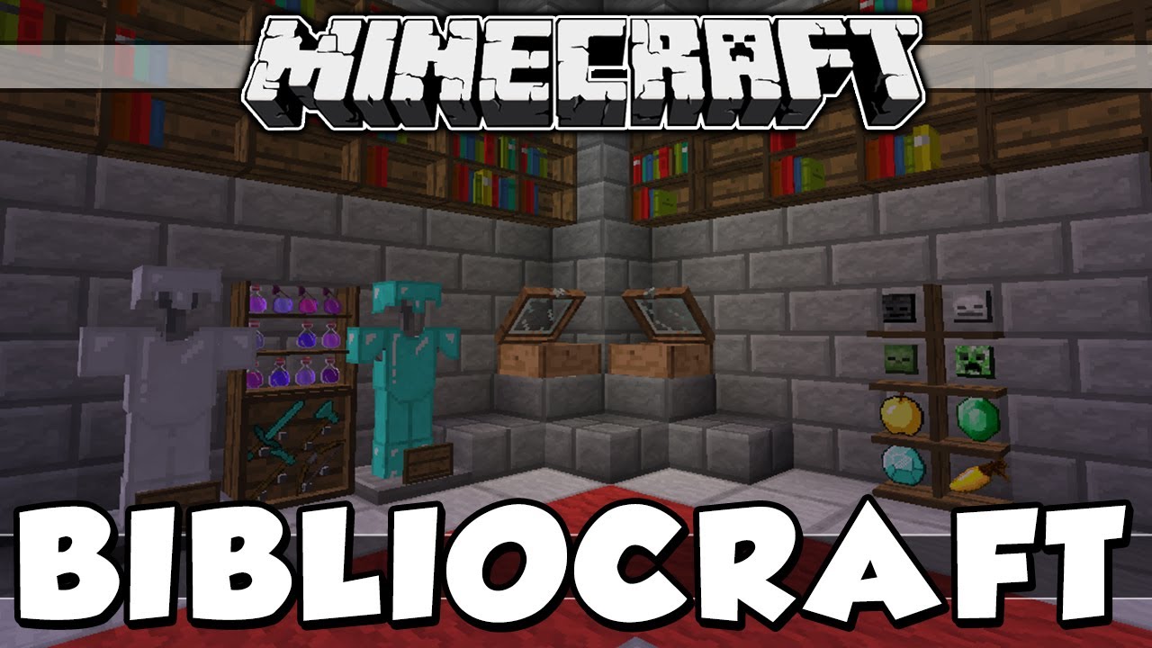 3D Bookcases, Armour Stands, Shelves | Bibliocraft Mod - YouTube