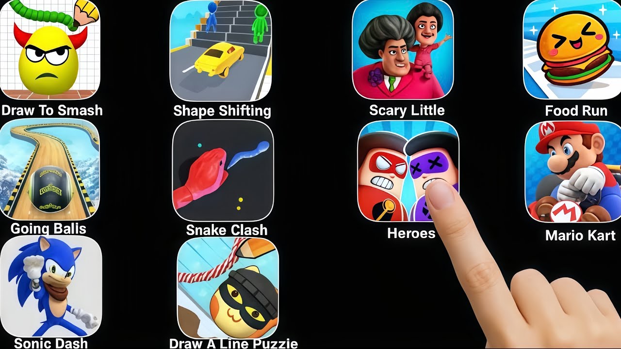 Draw To Smash, Shape Shifting, Scary Little, Food Run, Going Balls ...