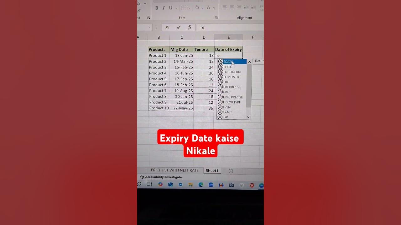 How To Calculate Expiry Date In Excel 😱💯 Shivameduworld Trending Excelshortcuts Exceltips