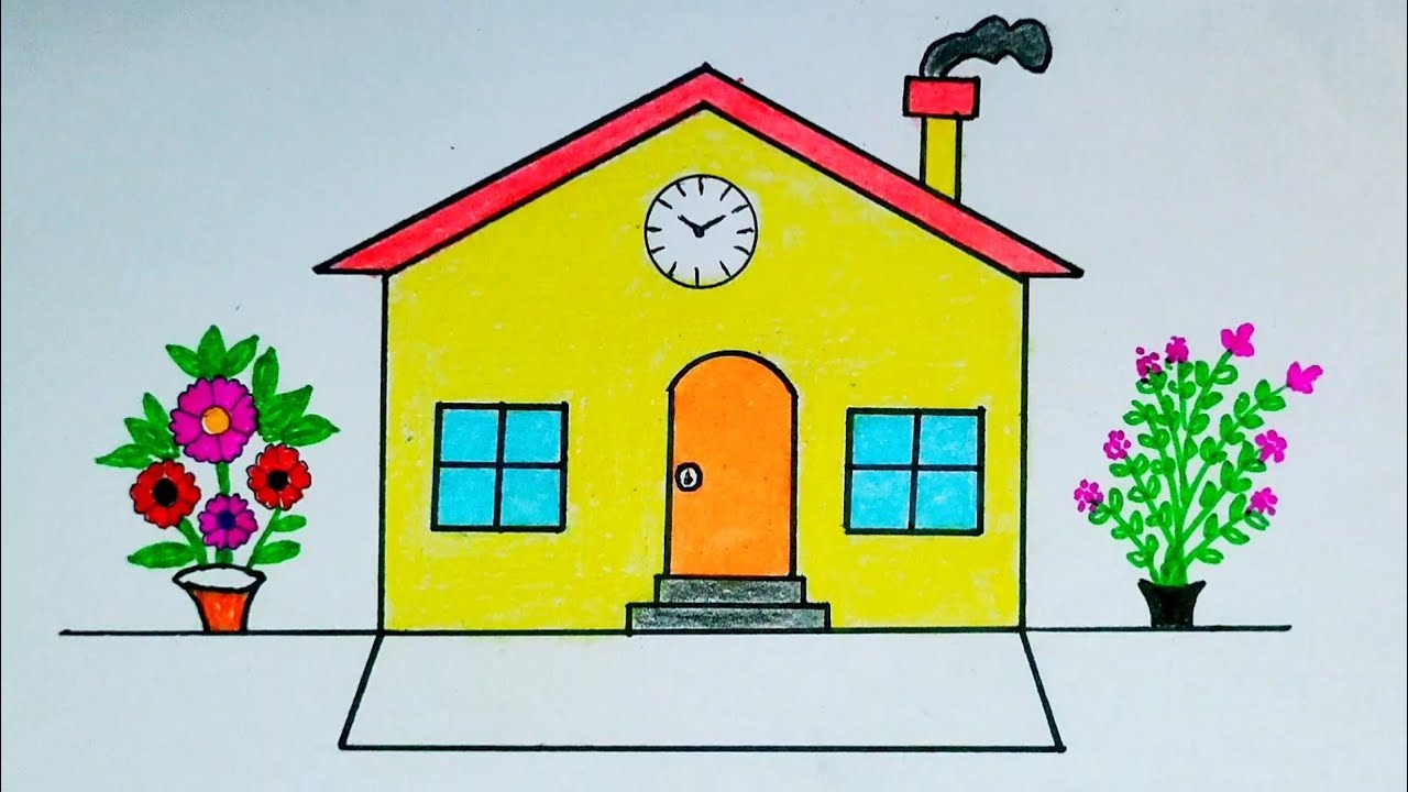 house scenery drawing, how to draw a scenery house for step by step ...